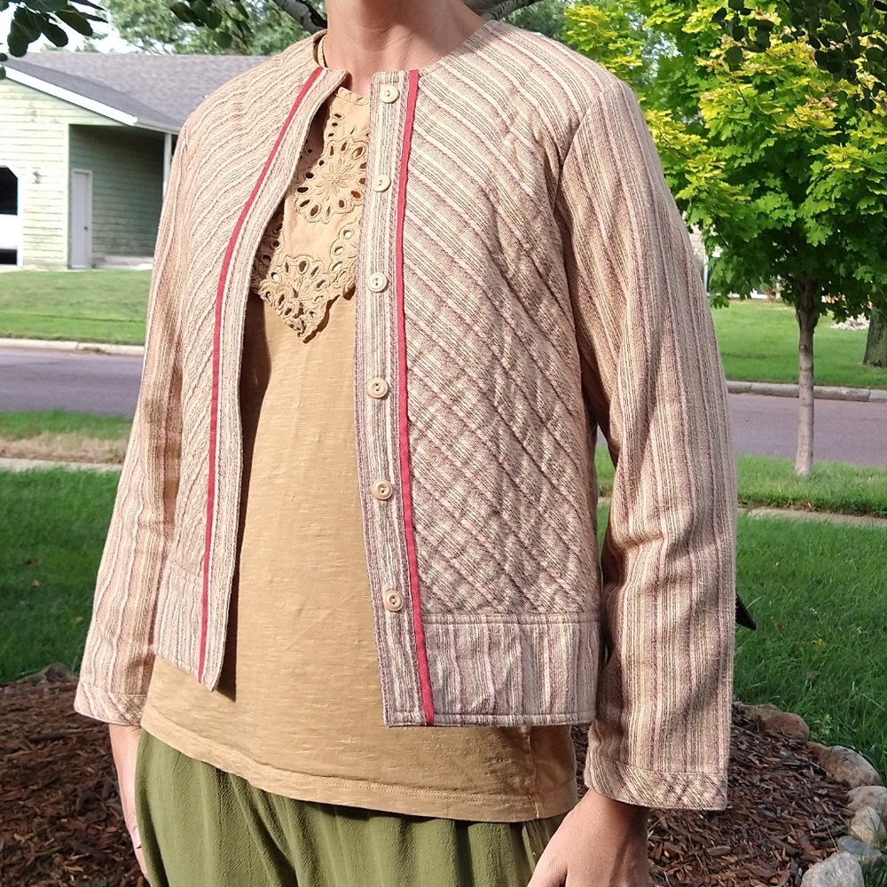 Vintage Quilted Cotton Jacket 1970's 1980's Xs - Gem